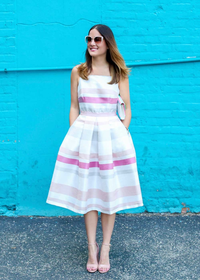 ASOS Pink Stripe Midi Dress