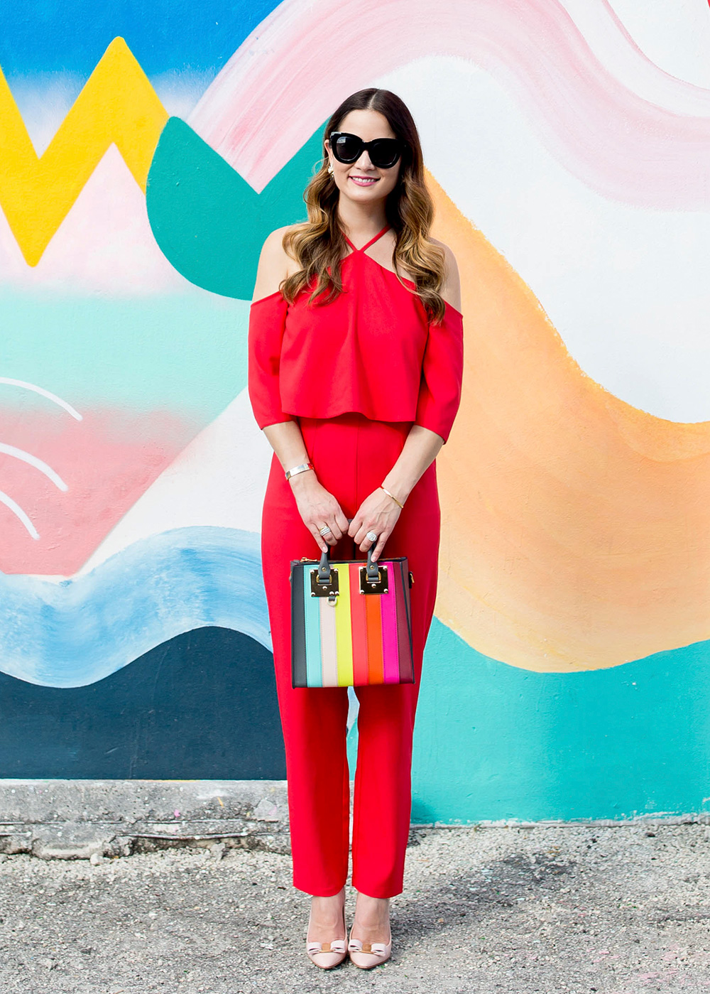 Red Ruffle Halter Jumpsuit