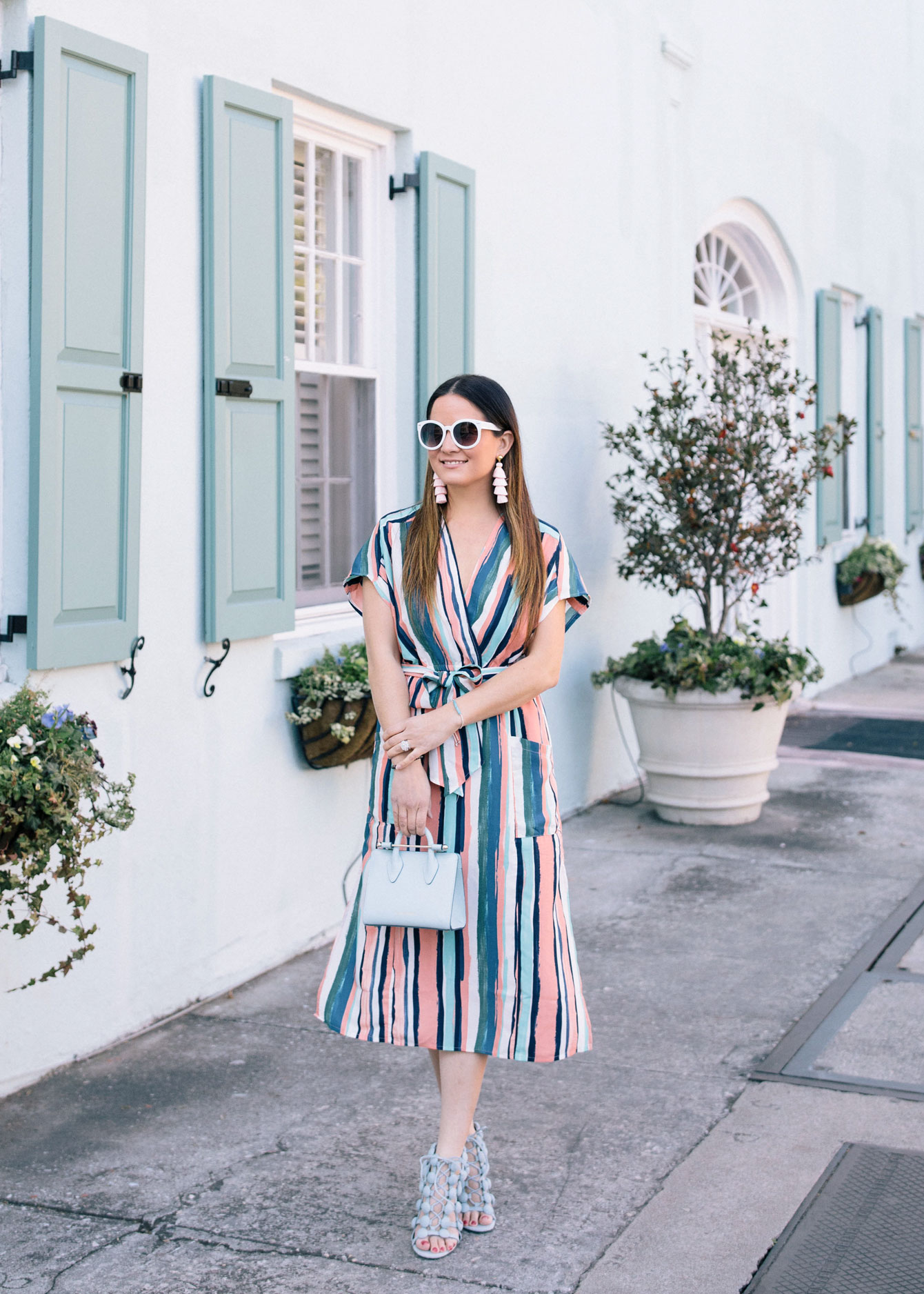 Multicolor Striped Wrap Dress in Charleston | Style Charade