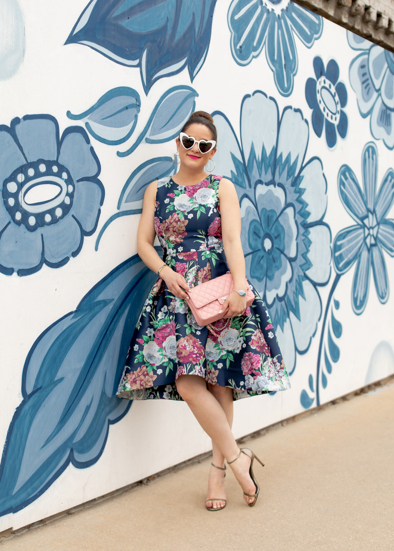 Pink Floral Brocade Dress Eliza J in Chicago - Style Charade