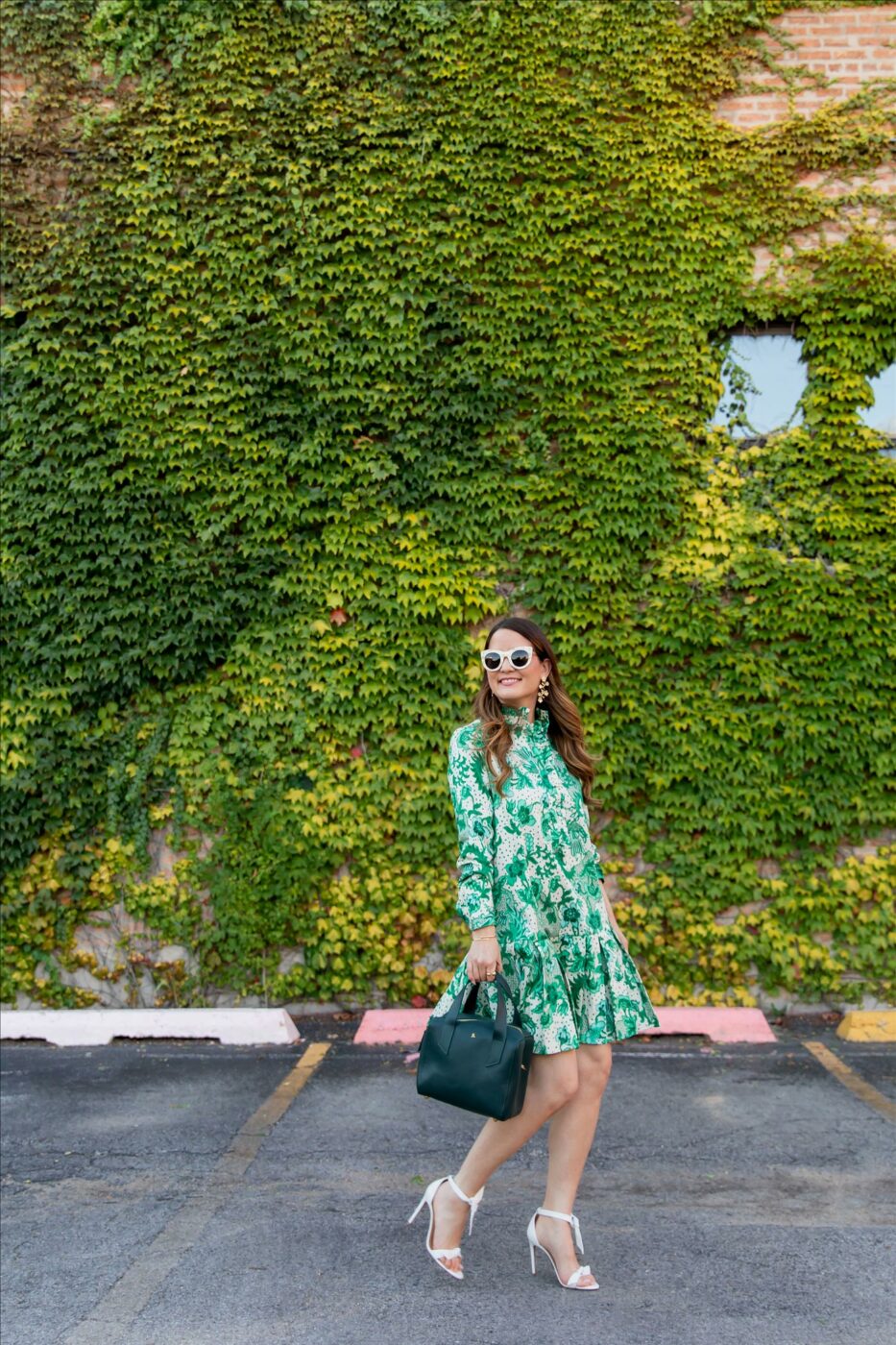 A Perfect Green Floral Dress for the Fall Transition - Style Charade